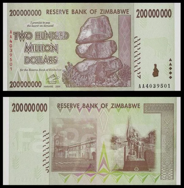 200000000 доллар $ Зимбабве 2008 год. состояние пресс. Двести миллионо ...
