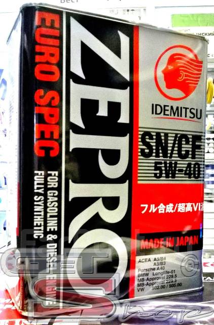 Моторное масло idemitsu zepro euro spec 5w40 SN/CF 4L, синтетическое, 4 ...