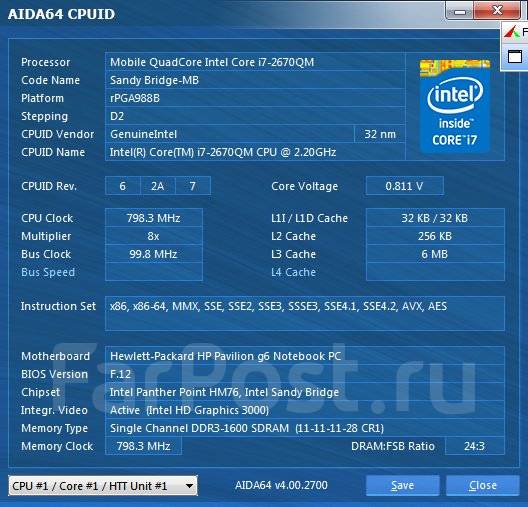 Mobile Intel Core i7-2670QM Processor (6M Cache, up to 3.10 GHz), б/у ...