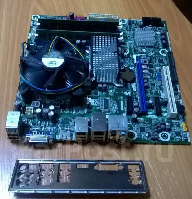 M/B Intel DG43GT + ОЗУ 2x1 Гб + CPU E7500 Core2Duo + Кулер Intel, б/у ...
