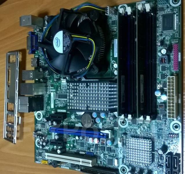 M/B Intel DG43GT + ОЗУ 2x1 Гб + CPU E7500 Core2Duo + Кулер Intel, б/у ...