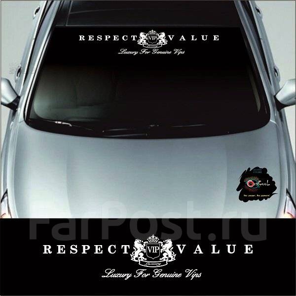 Наклейка в стиле VIP на козырёк лобового стекла Respect Value купить во ...