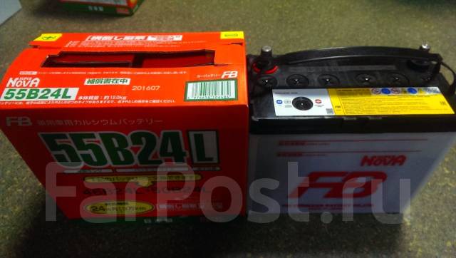 Аккумулятор FB Super NOVA 55B24L 45A. Гарантия 3 года! В наличии, кальциевый, обратная (левое ...