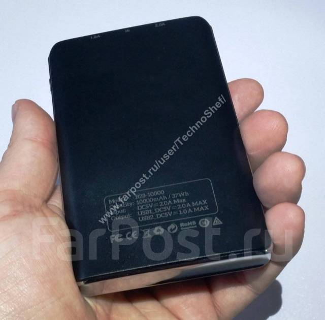 Классный портативный походный аккумулятор Power Bank 10000 mah, черный ...