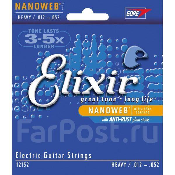 Elixir 12152 Nanoweb Комплект струн для электрогитары Heavy 12 52