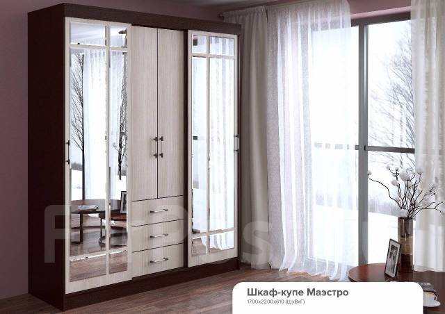 Шкаф-купе "Маэстро" 1700*2200, 2 цвета, 170,0 см, 220,0 см, 61,0 см ...