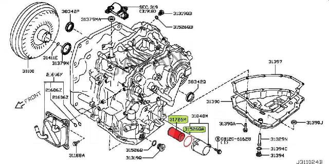 Фильтр вариатора (маслоохладителя) оригинал Nissan 31726-1XF00 Япония ...