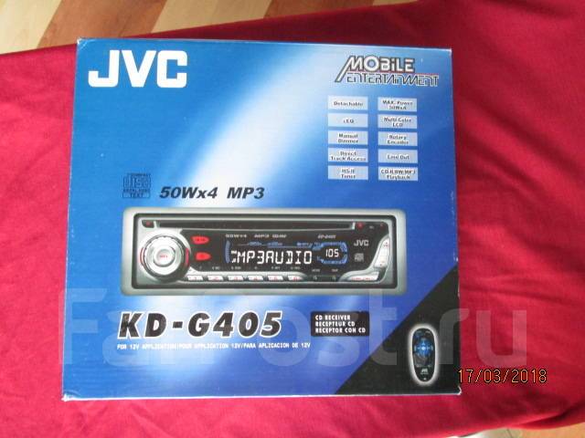 Автомагнитофон JVC KD-G405 Со съемным экраном - Магнитолы во Владивостоке