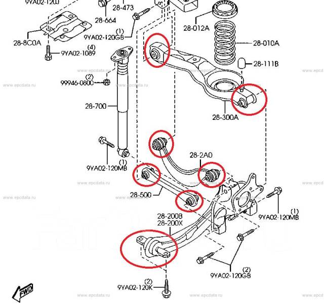 Сайлентблоки комплект на ЗАД Ford Focus II / Mazda 3 / Axela / Premacy ...