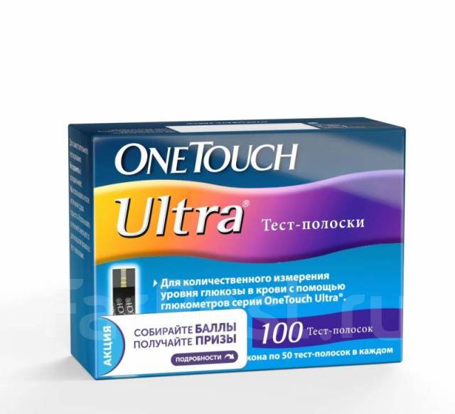 Тест полоски на глюкометр OneTouch Ультра №100 - Медицинская техника и ...