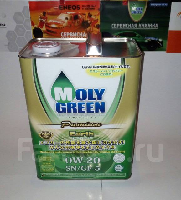 Моторное масло Moly Green Earth 0W-20 SN/GF-5 4л Япония, синтетическое ...
