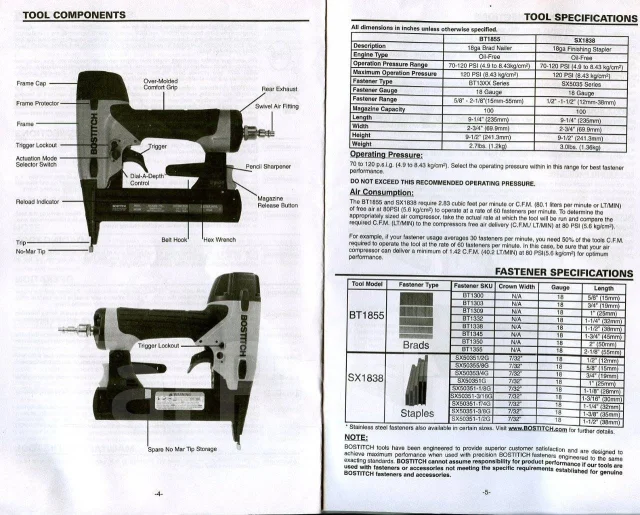 Отделочный нейлер Bostitch BT1855 калибр 18GA, б/у, под заказ. Цена: 12 ...