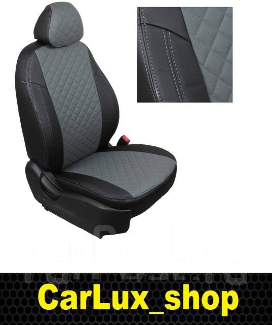 Модельные штатные чехлы Toyota RAV4 / Рав 4 06-13 (Черный/Серый РОМБ ...