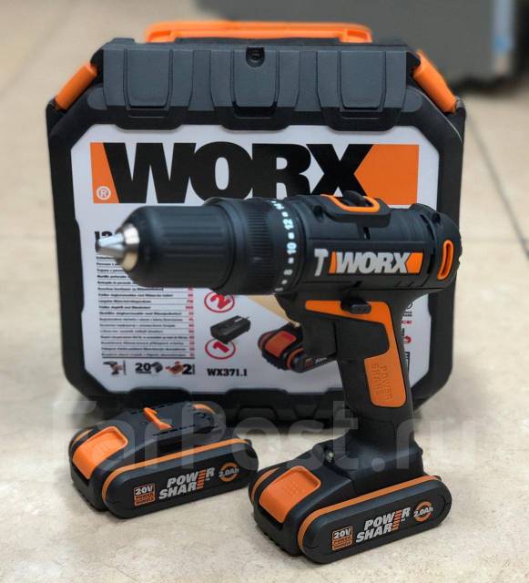 Шуруповерт аккумуляторный ударный WORX WX371.1, 2Li-Ion20В. 2Ач. 40Нм ...