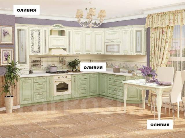 Кухонный гарнитур угловой Оливия 18 (ширина 320х215 см) Без столешницы ...