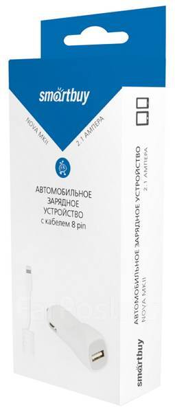 Автомобильное зарядное устройство SmartBuy NOVA MKII 2.1А, Lighting ...