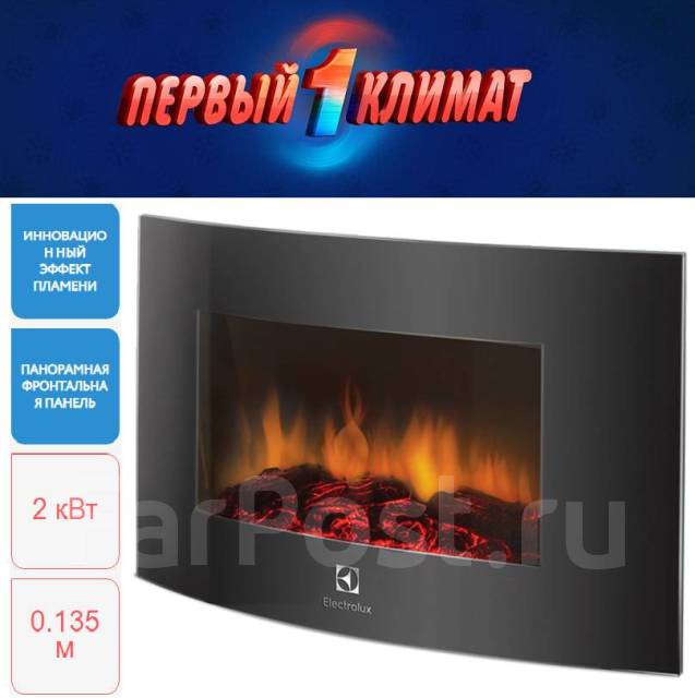 Электрический камин Electrolux EFP/W 1200URLS черный/белый, новый, в ...