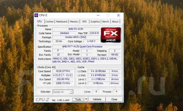 Быстрый процессор 4 ядра AMD FX 4170 (4.2 Ghz ) Socket AM3+ TDP 125W, б ...