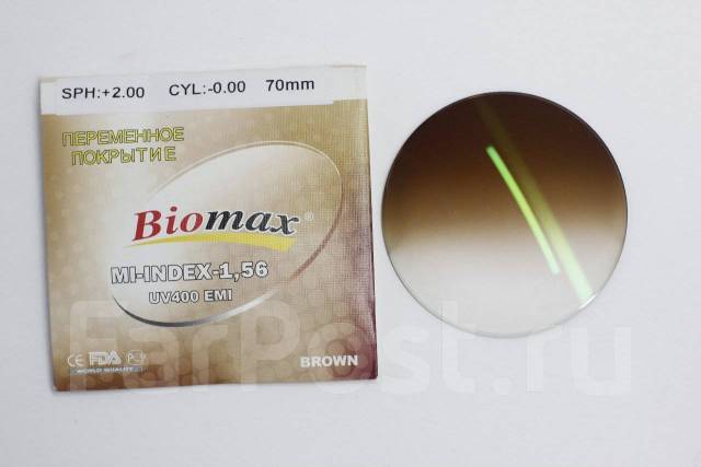 Линза очковая полимерная, переменное покрытие, Biomax, новый, в наличии ...