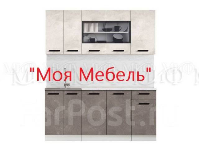 Кухня прямая Рио 1.8 м бетон светлый/бетон темный, модульная, лдсп, 180 ...