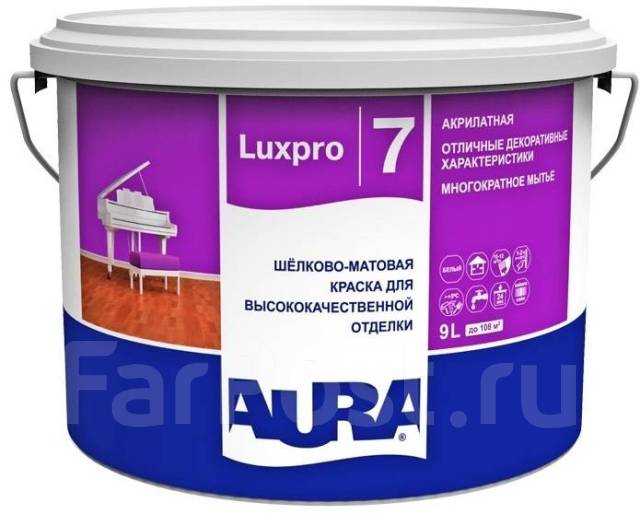 Краска интерьерная AURA Luxpro 7 латексная шелково-матовая белая ...