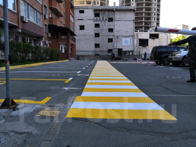 Нанесение дорожной разметки от 50 рублей за м/п. Разметка паркингов ...