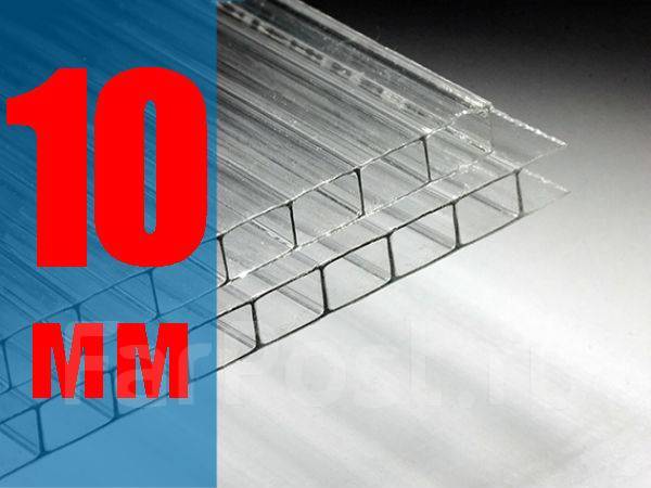 Сотовый поликарбонат прозрачный EuroTek 10 мм 1 кг/кв м, 10-летний ...