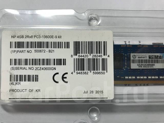 Серверная оперативная память HPE 4GB DDR3 ECC, 500210-071/500672-B21, 4 гб, новый, в наличии ...