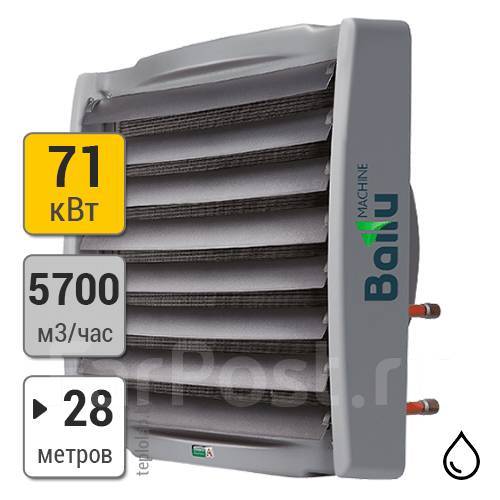 Тепловентилятор водяной Ballu BHP-W2-70-S 5700м3 71кВт Скидки, новый, в наличии. Цена: 64 990 ...