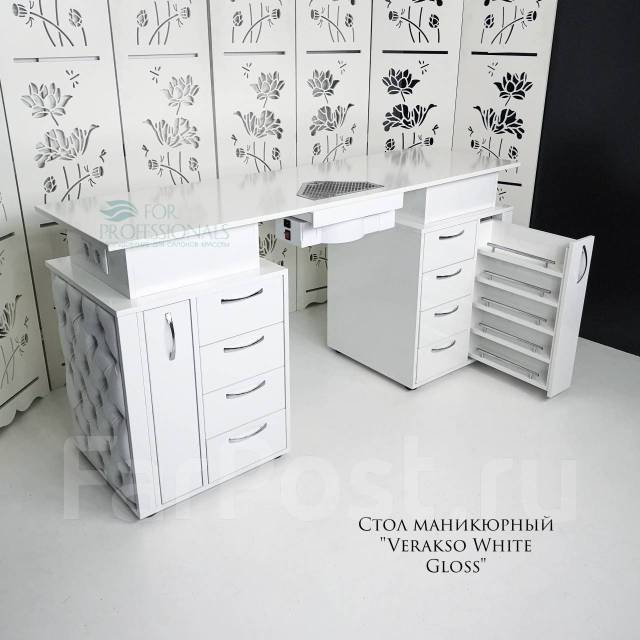 Стол маникюрный "Verakso White Gloss" со встроенным пылесосом, новый ...