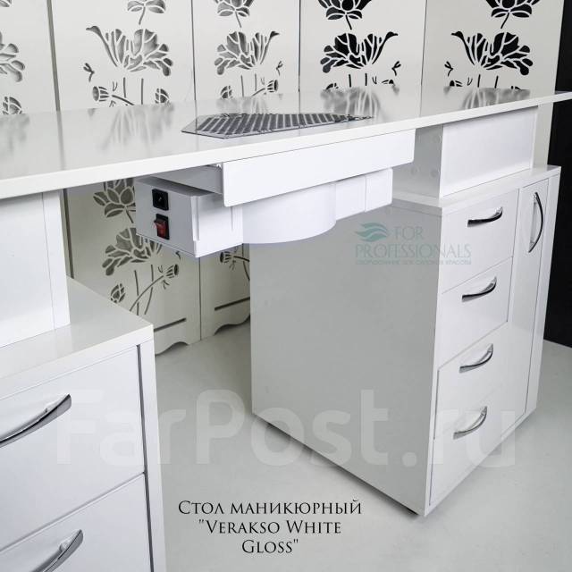 Стол маникюрный "Verakso White Gloss" со встроенным пылесосом, новый ...