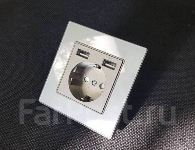 Розетка настенная с двумя портами USB, новый, в наличии. Цена: 1 360 ...