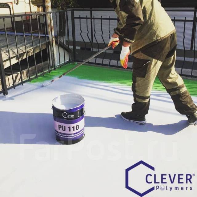 Мастика полиуретановая, мембрана, кровля Clever PU100 серый 25 кг ...