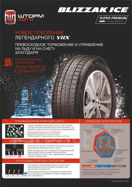 Автошины, 16790 175/70R14 (Blizzak ICE) 88S Bridgestone, 14", 1 шт, 175 ...
