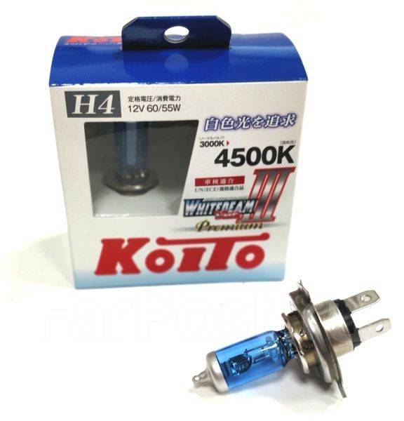 Лампа высокотемпературная Whitebeam Premium H4 12V 60/55W 4500K комплект 2 шт. Koito [P0744W ...