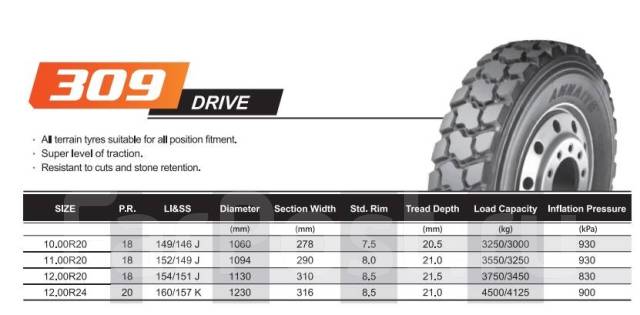 Annaite 309, 12.00R24, 24", 1 шт, под заказ, радиальный, 12", 46 ...