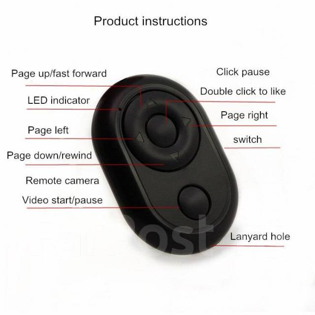 Bluetooth пульт Д/У BLE-M3, кнопка спуска затвора для IOS и Android ...