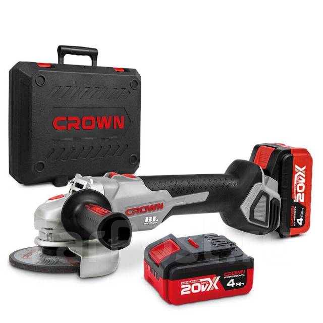 УШМ аккумуляторная Crown CT23001-125HX-4 BMC 125мм 2Li-Ion20В 4Ач Кейс ...