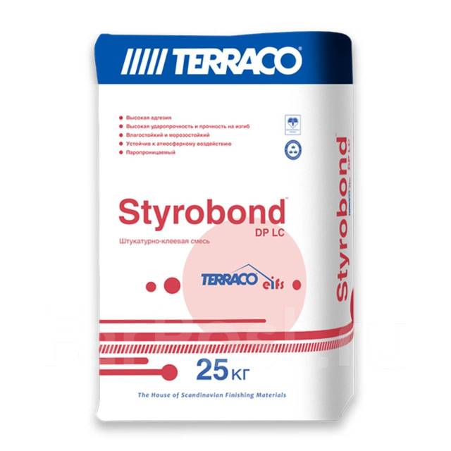 Штукатурно-клеевая смесь цементная Terraco Styrobond DP EIFS 25 кг ...