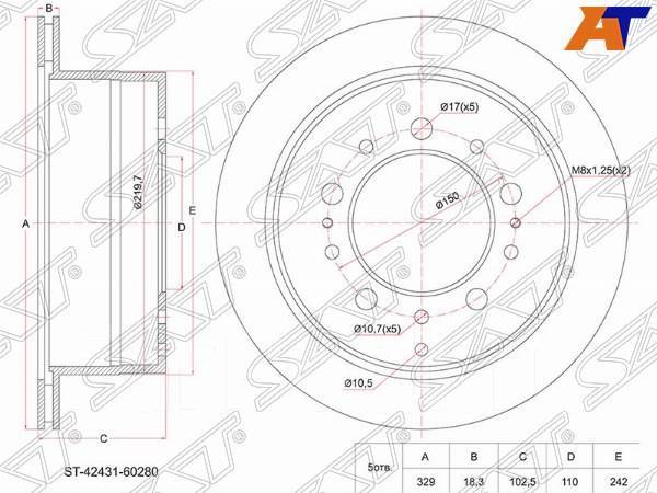 Диск тормозной Lexus LX, Lexus LX470, Lexus LX470 98-05, Lexus LX470 98 ...