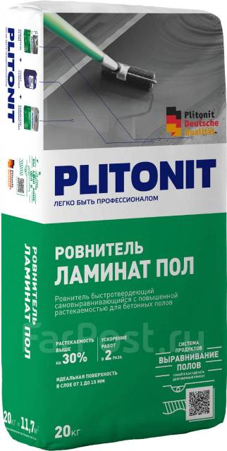 Ровнитель пола быстротв. самовырав. Plitonit ЛаминатПол 20кг, в наличии ...