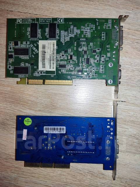2-е Видеокарты AGP GeForce MX200 и Radeon 9600, б/у, в наличии во ...
