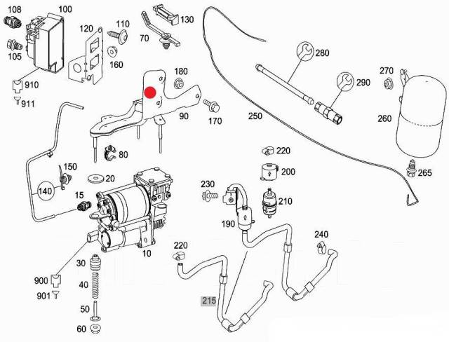 Кронштейн компрессора подвески Mercedes S/CL W221/216 A2213200243 ...
