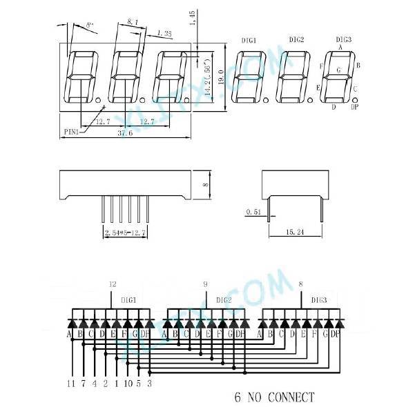 Цифровой 7 сегментный индикатор 3 разряда по 8 символов RED 5631AS ...