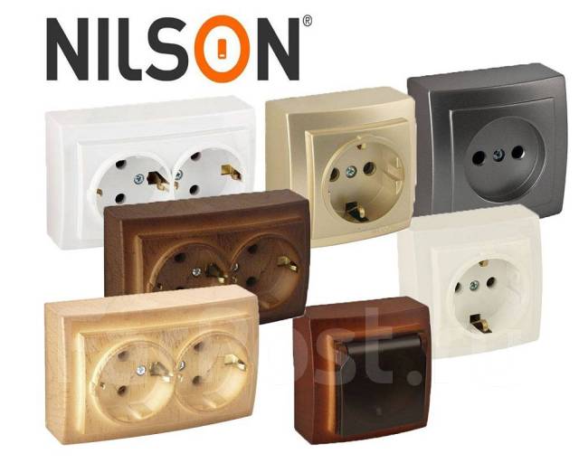 Розетка 1 гнездо Nilson отк. /уст. с крышкой клен, новый, в наличии ...