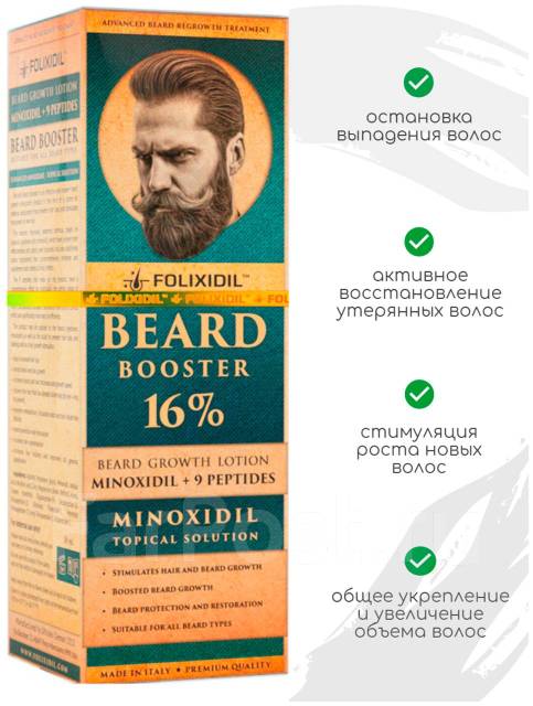 Миноксидил 16 (Folixidil) Beard Booster лосьон для роста волос, в ...
