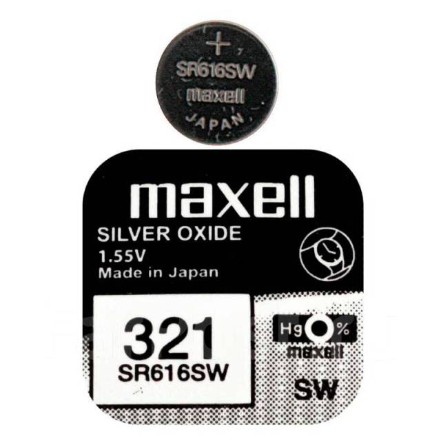 Батарейка Maxell 321 (SR65, LR616, 1174) для часов и др, новый, в ...