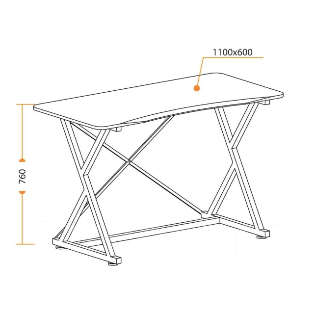 Стол компьютерный GD-05 [white (белый)], Стекло, металлокаркас ...