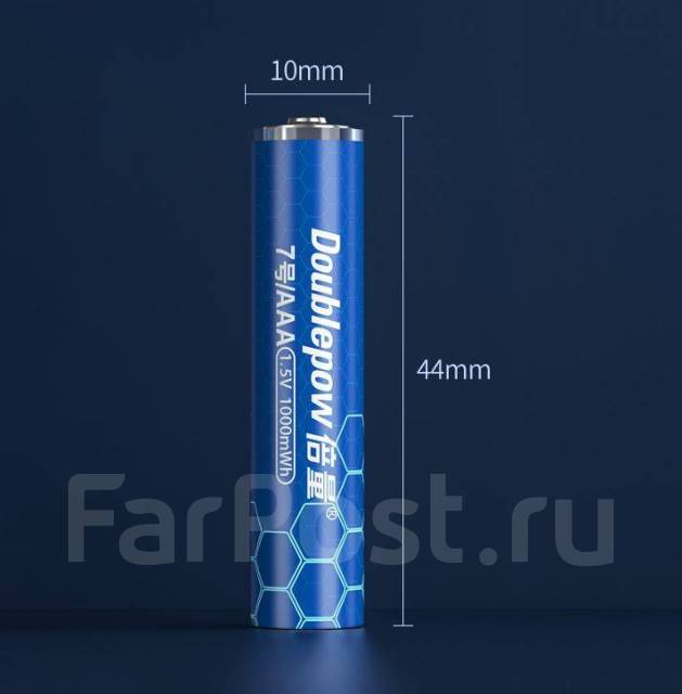 Литий ионная аккумуляторная батарея формата AAA 1.5v 1000mah, новый, в ...