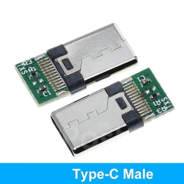 Разъем USB 3,1 Type-C 24 контакта штекер/гнездо для пайки, DIY, новый ...